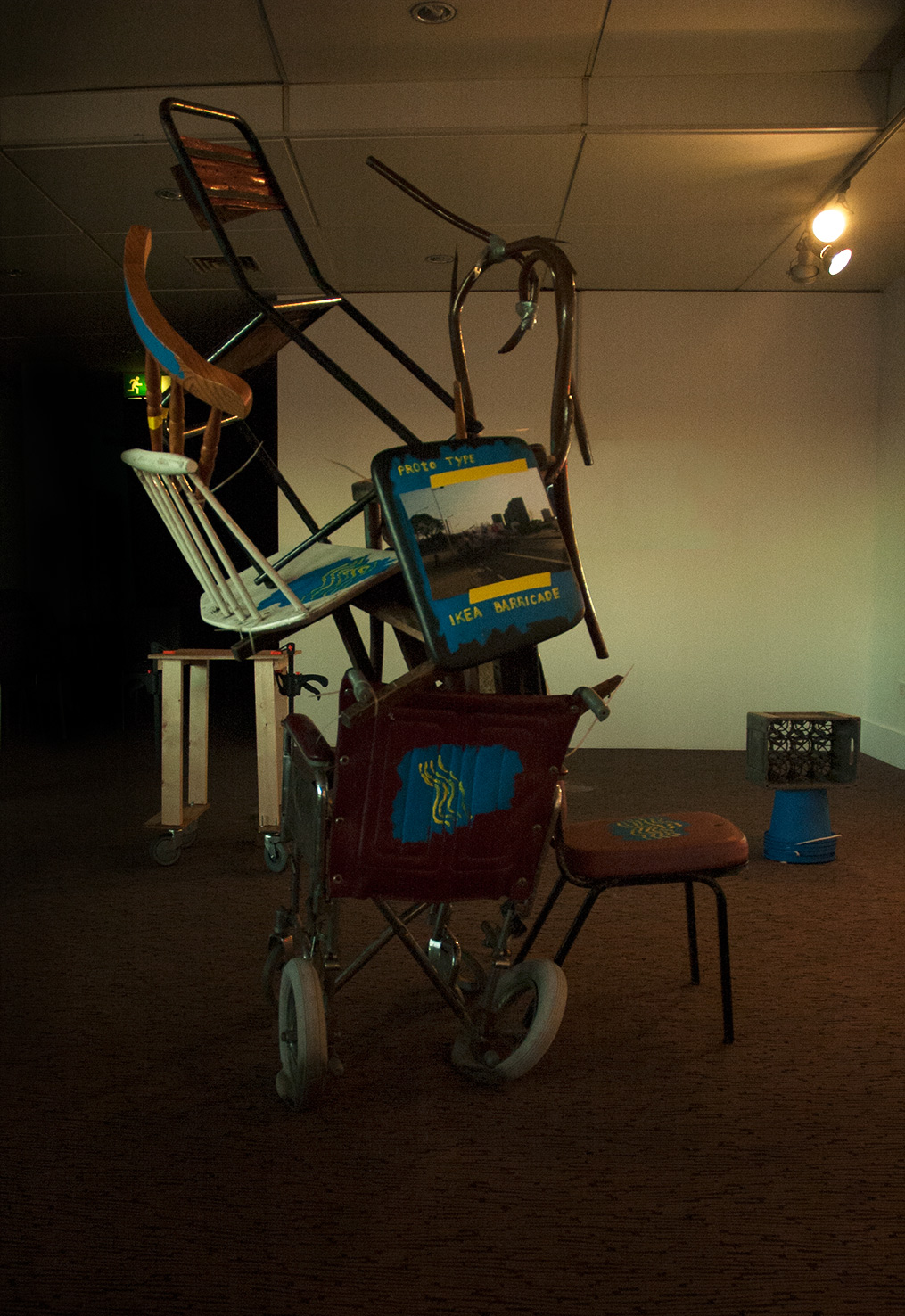 Ikea Barricade to Babel // Chairs, Tie Wraps, Tape, Acrylic Paint ...