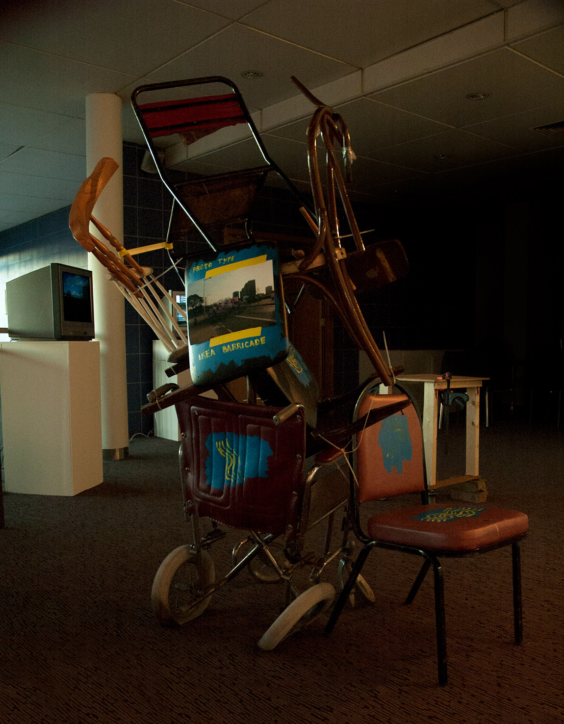 Ikea Barricade to Babel // Chairs, Tie Wraps, Tape, Acrylic Paint ...